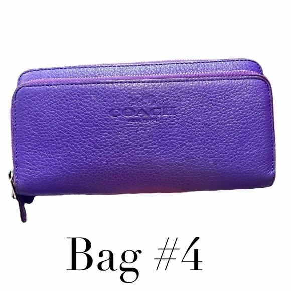 Coach | Bags | Ccocoach Deep Purple Pebble Leather Long Wallet | Poshmark